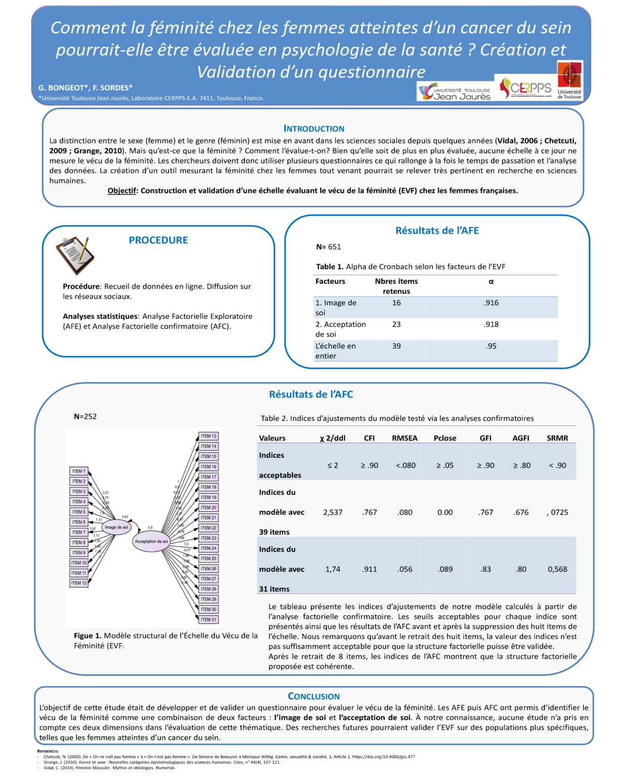 Poster n°40 - Validation d’un questionnaire sur le vécu de la féminité ...